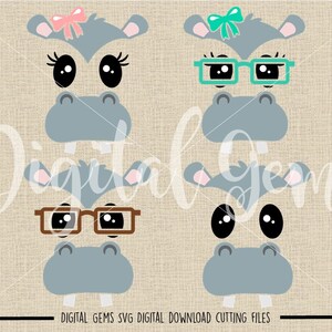 Hippo Faces Svg / Dxf / Eps / Png Files. Digital Download. Compatible ...