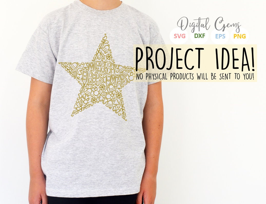 Doodle Merry Christmas Star Svg / Dxf / Eps / Png Files. - Etsy