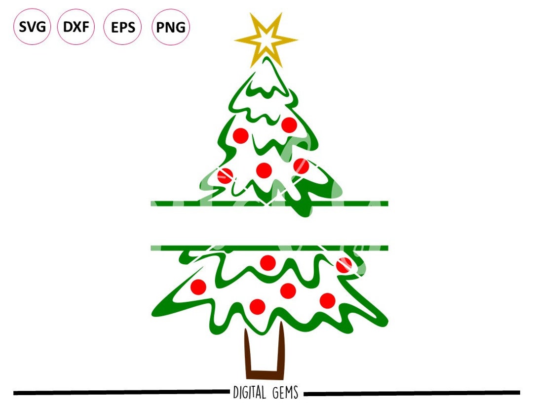 Split Christmas Tree Svg / Dxf / Eps / Png Files. Download. Compatible ...