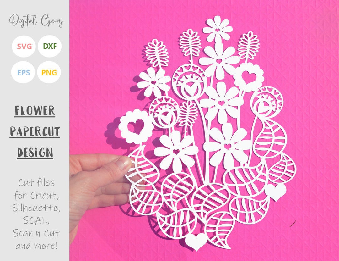 Flower Bouquet Paper Cut Svg / Dxf / Eps / Files, and Pdf / Png ...