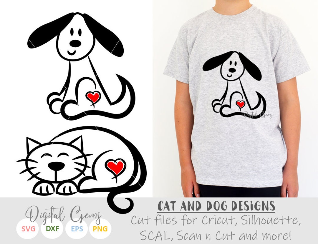 Stick Cat and Dog Svg / Dxf / Eps / Png Files. Digital Download ...