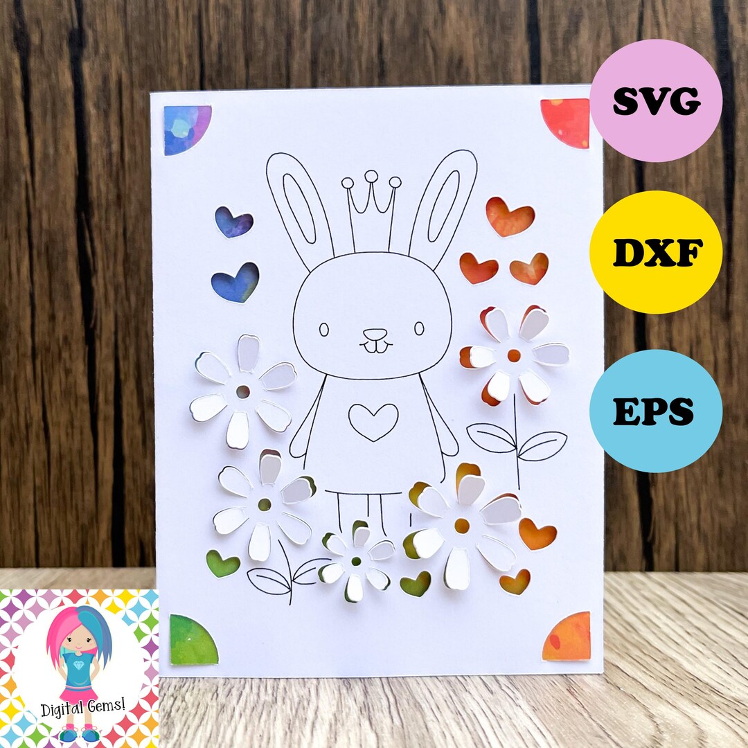 Rabbit Easter Card Insert Design: SVG DXF EPS Files (digital Download ...