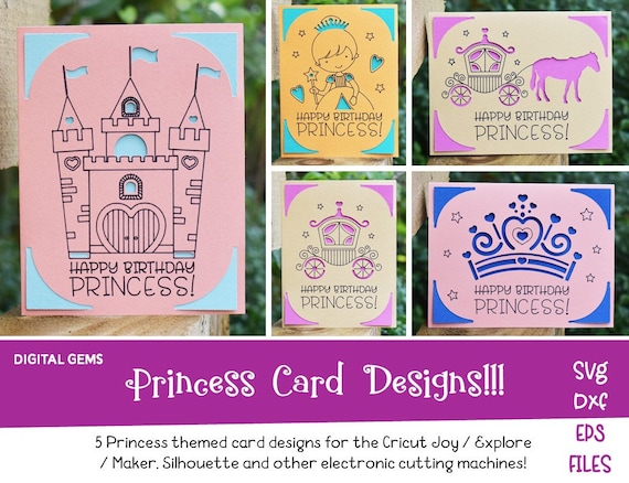 Princess card designs svg / dxf / eps files. Digital | Etsy