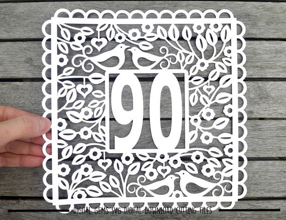 Number 90 paper cut svg / dxf / eps / files and pdf / png | Etsy