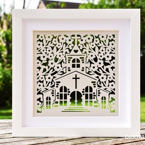 Church Paper Cut Design. Christening / Baptism / Wedding / Engagement ...