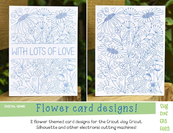 Flower card designs svg / dxf / eps files. Digital download. | Etsy