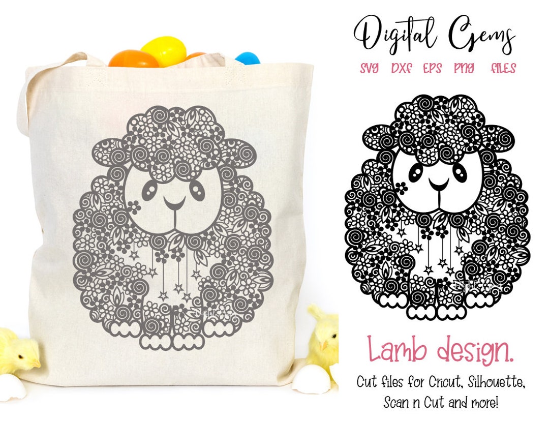 Lamb Paper Cut Design, Zentangle Svg / Dxf / Eps / Files and Pdf / Png ...
