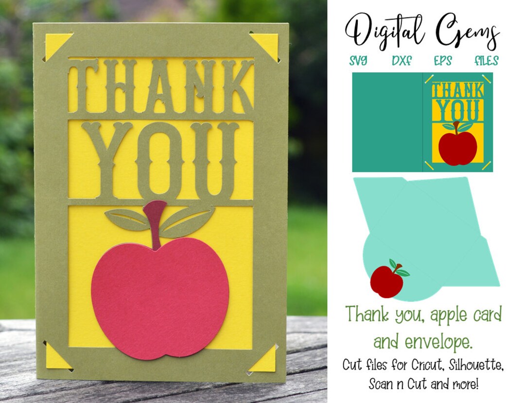 Thank You Apple / Teacher Card Design Svg / Dxf / Eps Files. Digital ...