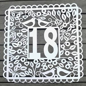 Number 18 Paper Cut Svg / Dxf / Eps / Files and Pdf / Png Printable ...