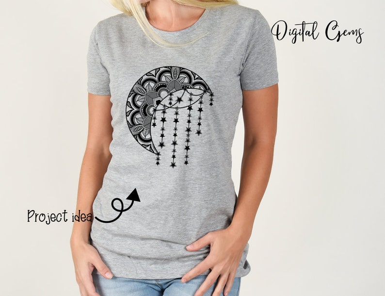 Moon and stars svg / dxf / eps / png files. Digital download. | Etsy