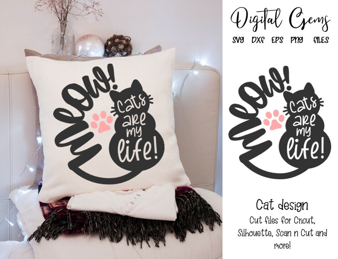Cat Design. Svg / Dxf / Eps / Png Files. Digital Download. Compatible ...
