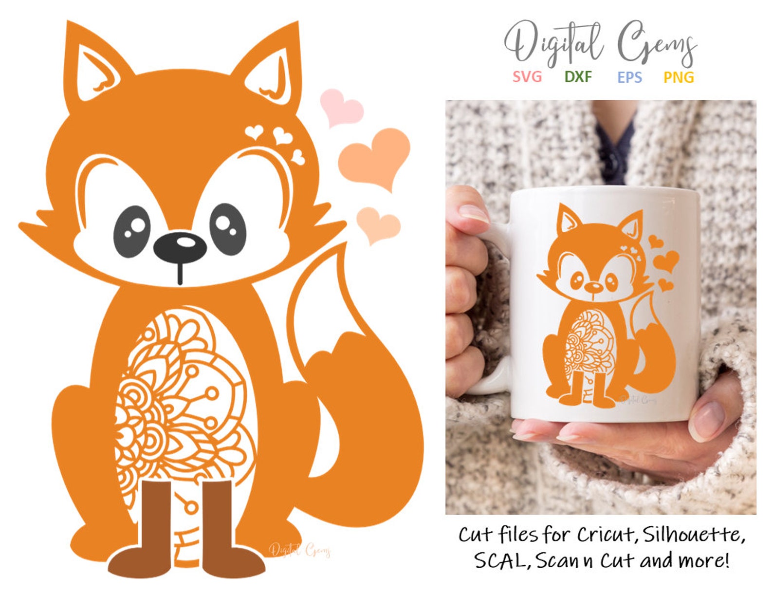 Fox svg / dxf / eps / png files. Digital download. Compatible | Etsy