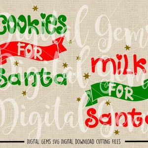 Cookies for Santa, Milk for Santa Svg / Dxf / Eps / Png Files ...