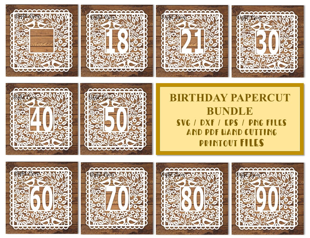 Birthday Paper Cut Designs. Svg / Dxf / Eps / Png Files and Pdf / Png ...