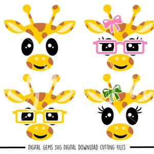 Giraffe Faces Svg / Dxf / Eps / Png Files. Digital Download. Compatible ...