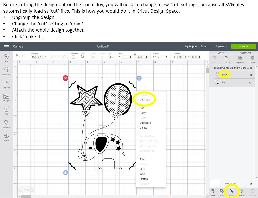 Elephant Card, Svg / Dxf / Eps Files. Digital Download. Compatible With ...