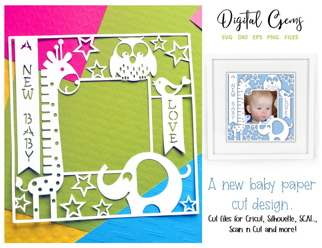 New Baby Animal Photo Frame Paper Cut Svg / Dxf / Eps / Files and Pdf ...