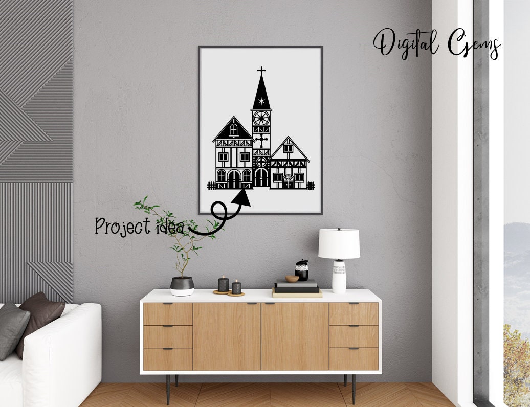 Church Paper Cut Design. Svg / Dxf / Eps / Png Files and Pdf / | Etsy