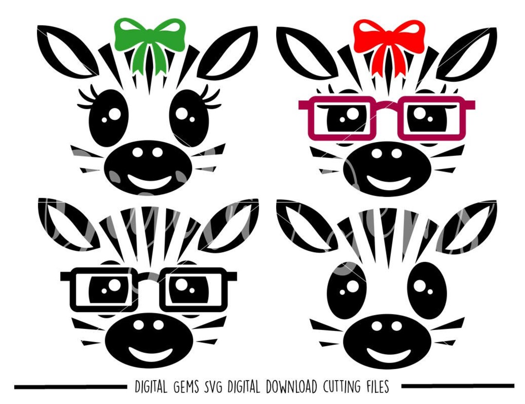 Zebra Faces Svg / Dxf / Eps / Png Files. Digital Download. Compatible ...