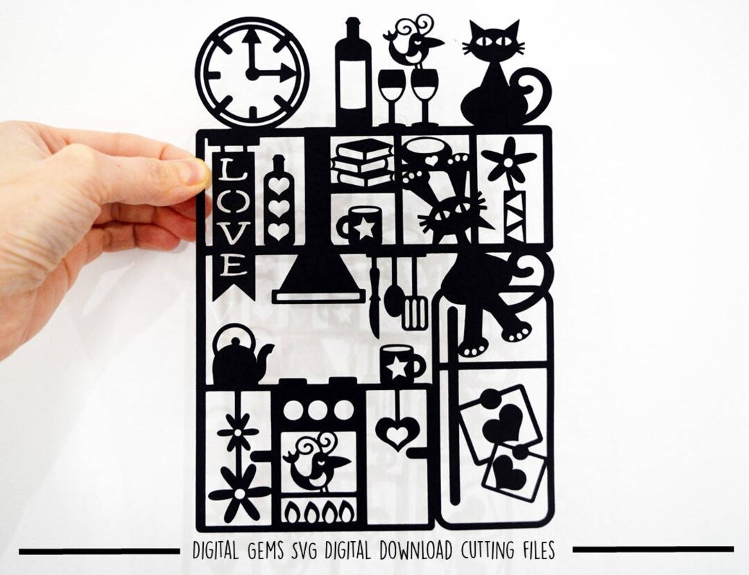 Cat Kitchen Paper Cut Svg / Dxf / Eps / Files and Pdf / Png Printable ...