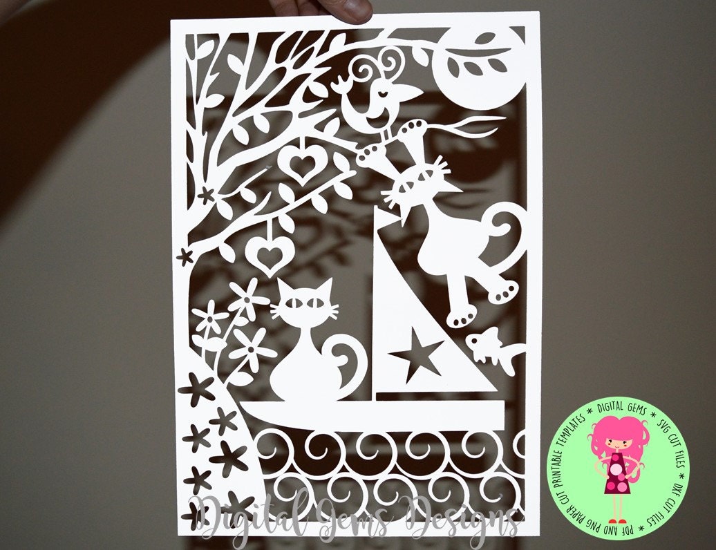 Cat Paper Cut Svg / Dxf / Eps / Files and Pdf / Png Printable | Etsy