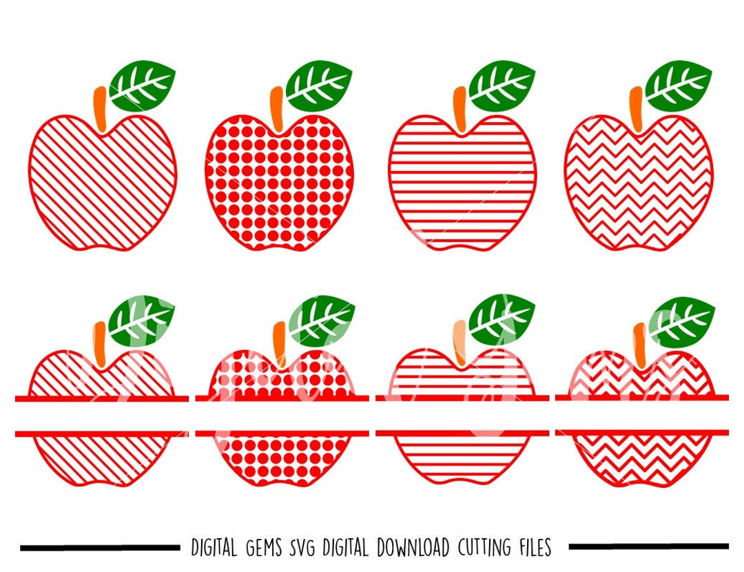 Teacher Apple, Split Apples Svg / Dxf / Eps / Png Files. Digital ...