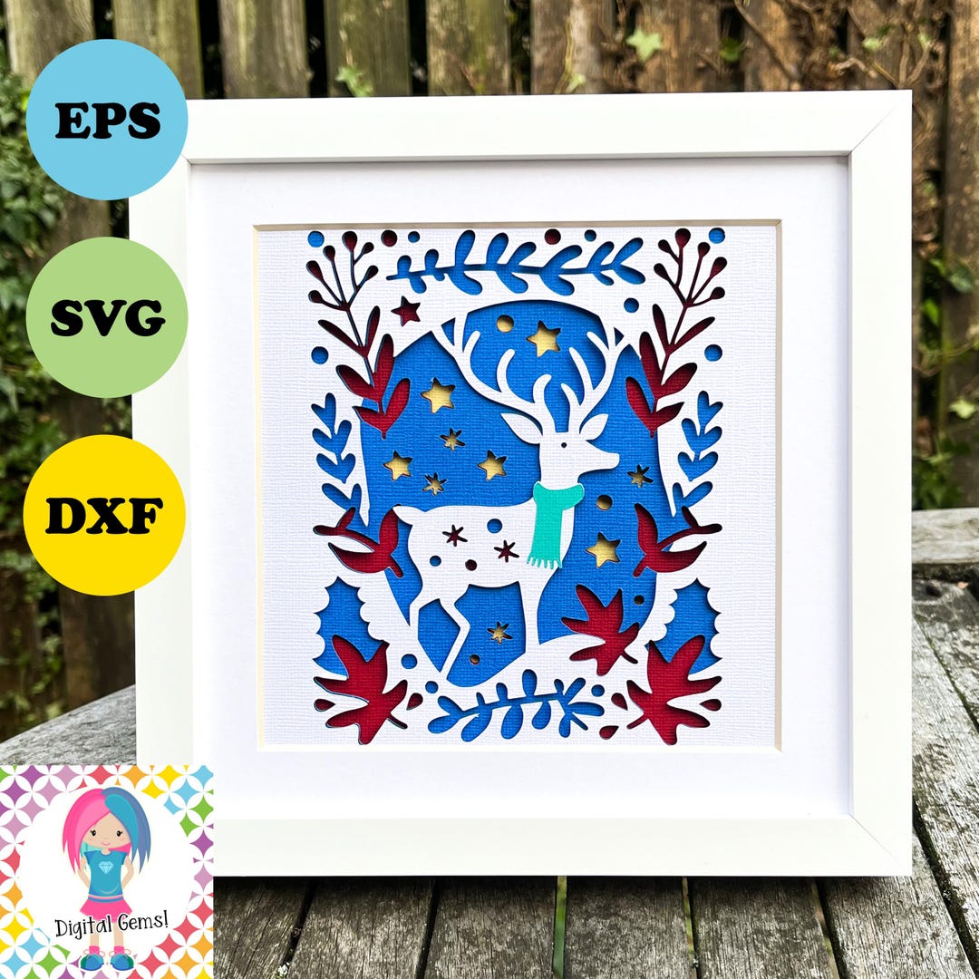 Reindeer 3D Layered Paper Design, Christmas, Shadow Box Svg / Dxf / Eps ...
