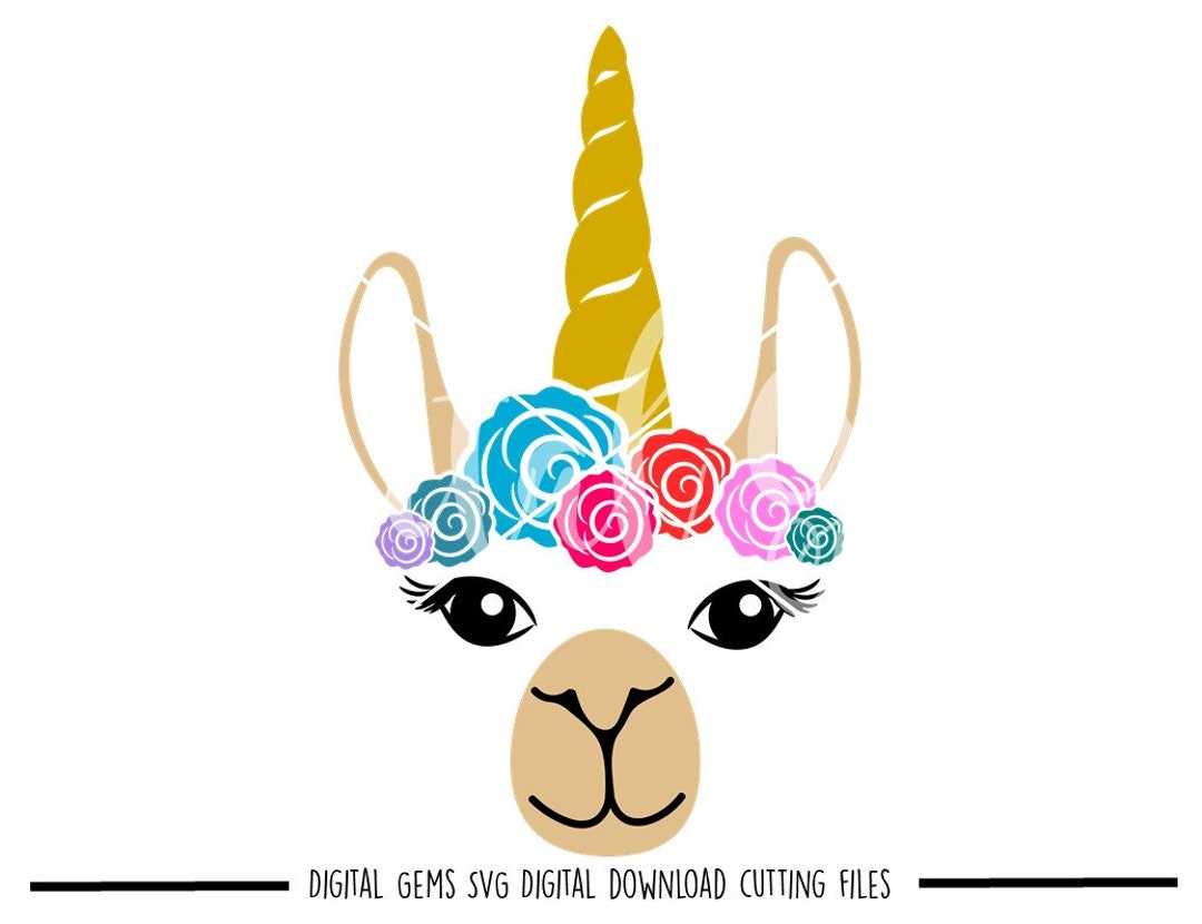 Llama Unicorn Face Svg / Dxf / Eps / Png Files. Digital Download ...