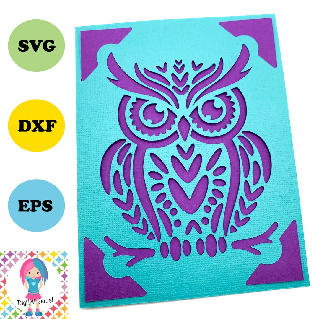 Owl Card Insert Design: Cricut, Silhouette, Scanncut (digital Download ...