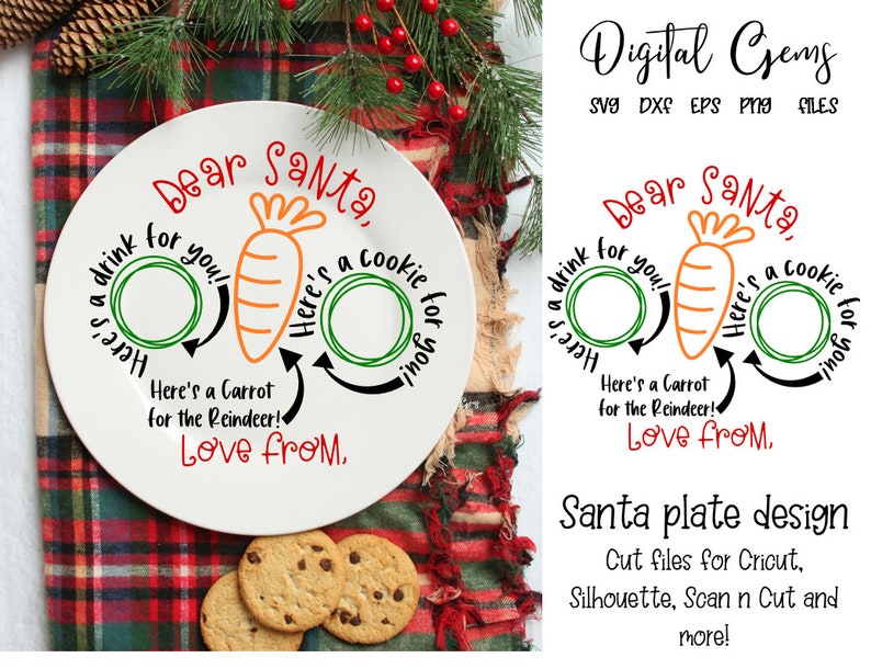 Santa plate design. svg / dxf / eps / png files. Digital | Etsy