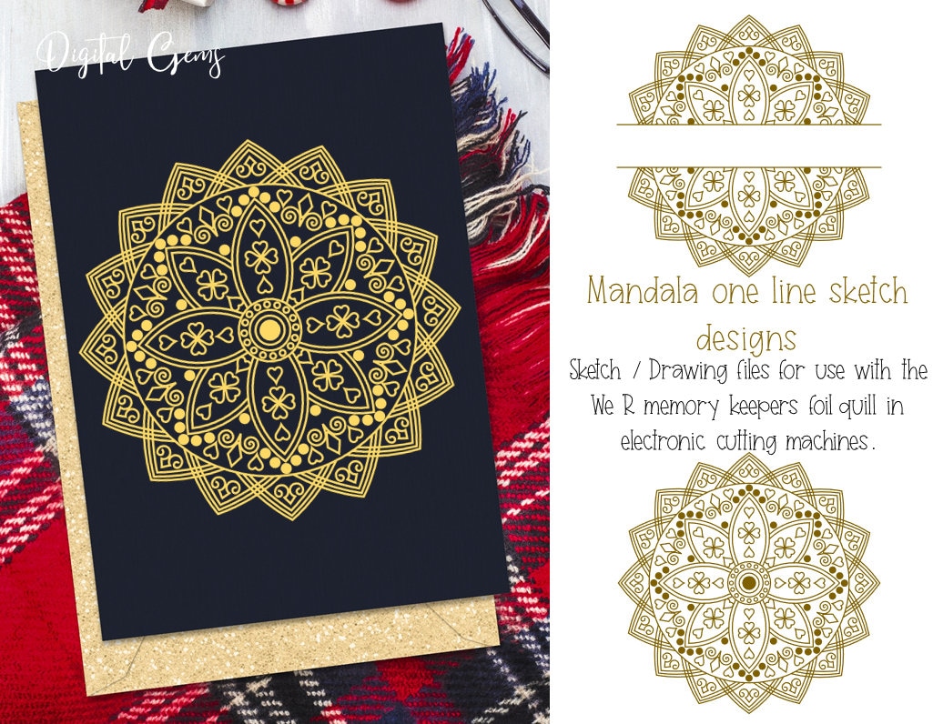 Mandala, Single Line Sketch / Drawing Files. Foil Quill Designs. for ...