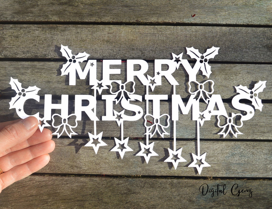 Merry Christmas Paper Cut Design. Svg / Dxf / Eps / Png Files - Etsy Canada