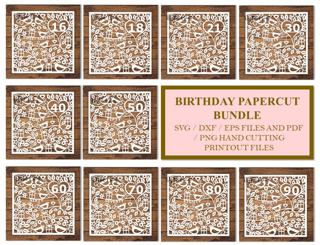 Birthday Paper Cut Design Bundle Svg / Dxf / Eps / Png Files and Pdf ...