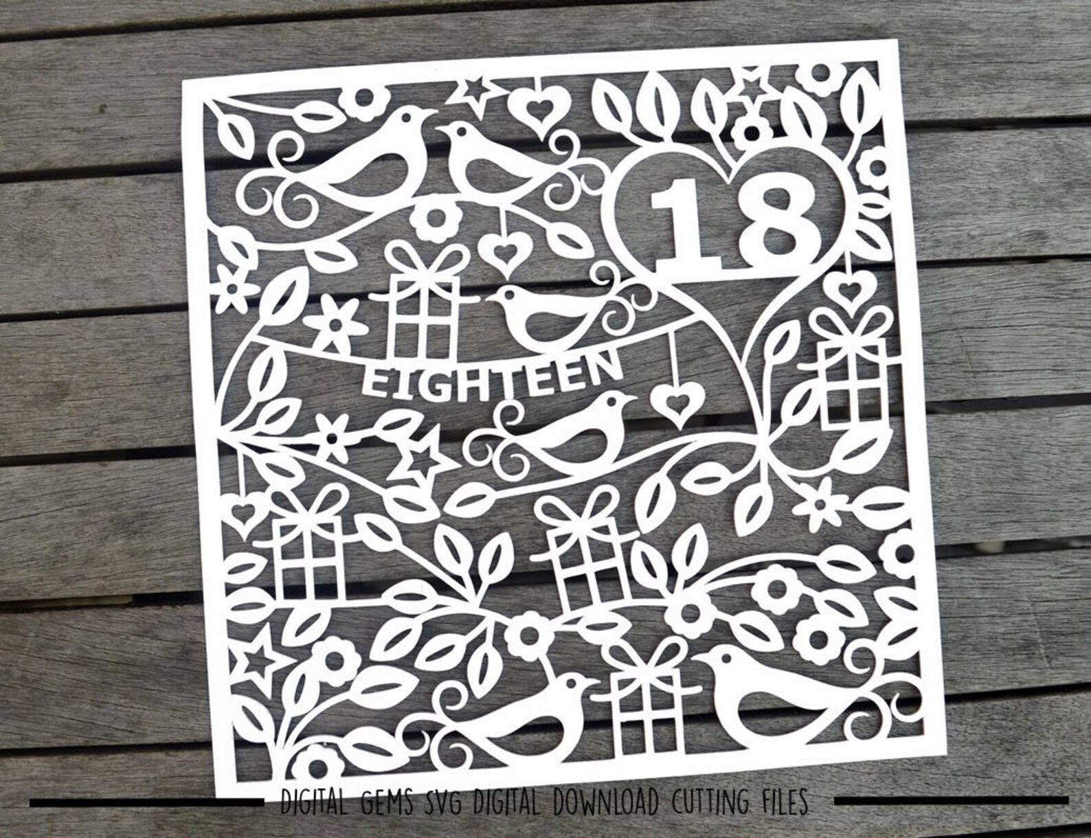 Number 18 Paper Cut Svg / Dxf / Eps / Files and Pdf / Png - Etsy