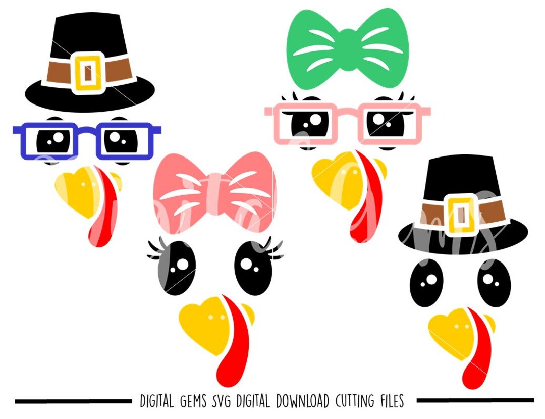 Turkey Faces Svg / Dxf / Eps / Png Files. Digital Download. Compatible ...
