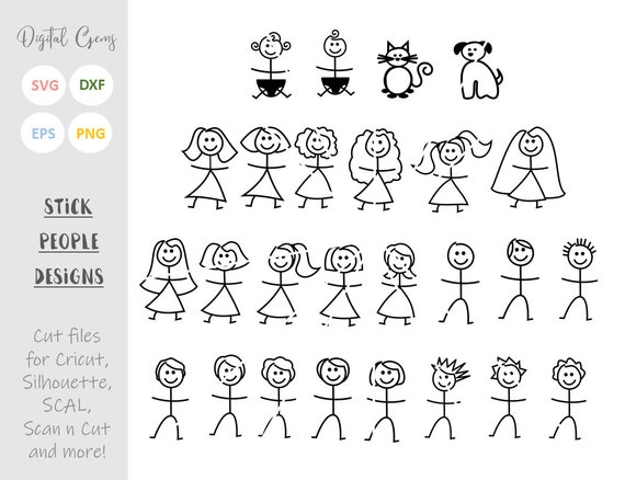 Stick People Svg / Dxf / Eps / Png Files. Digital Download. | Etsy ...