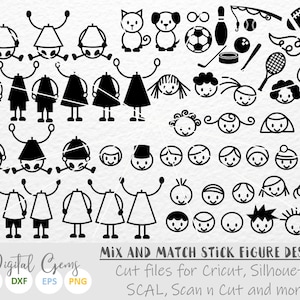 Stick Figures Mix and Match Svg / Dxf / Eps / Png Files. Download ...