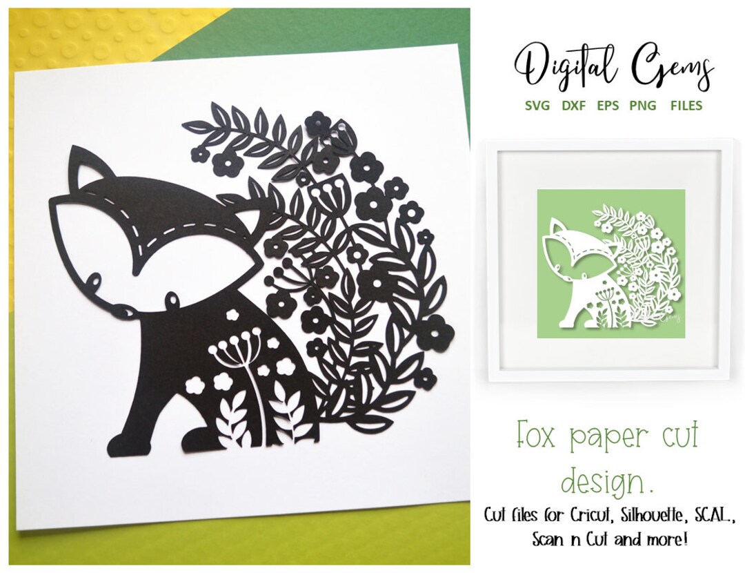 Fox Paper Cut Design. Svg / Dxf / Eps Files and Pdf / Png Printable ...