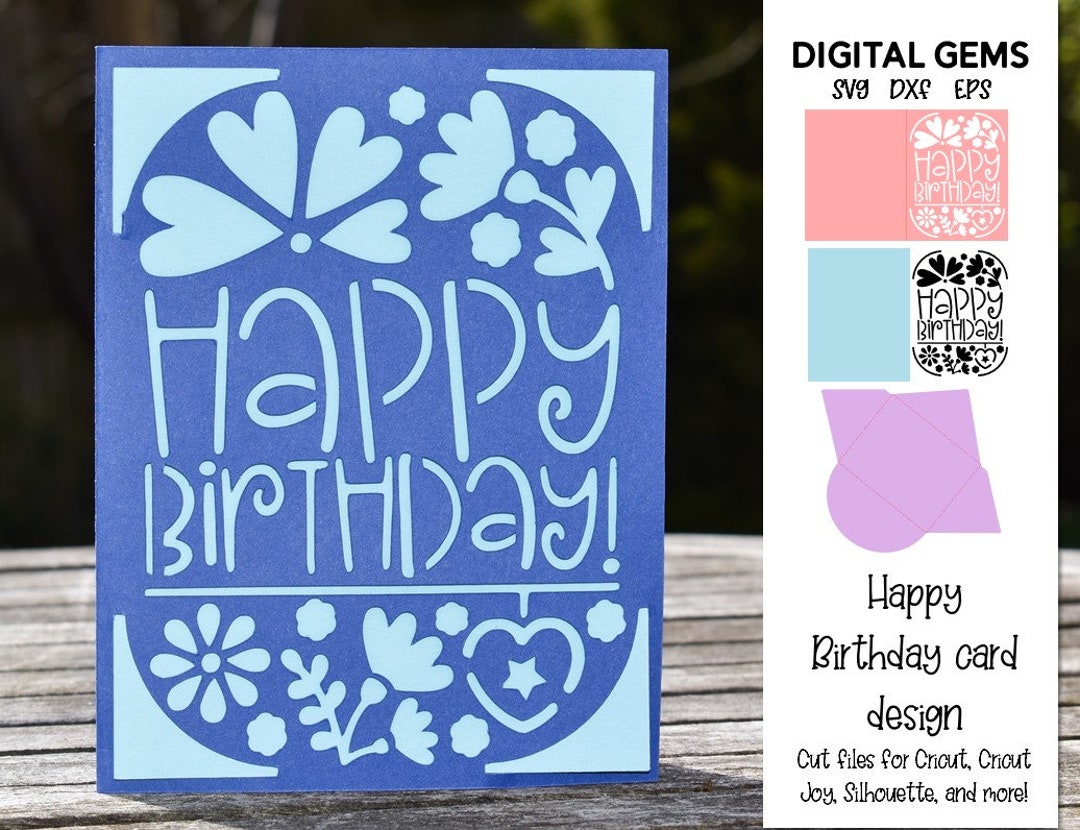 Happy Birthday Cricut Joy Card Design Svg Dxf Eps Files Etsy