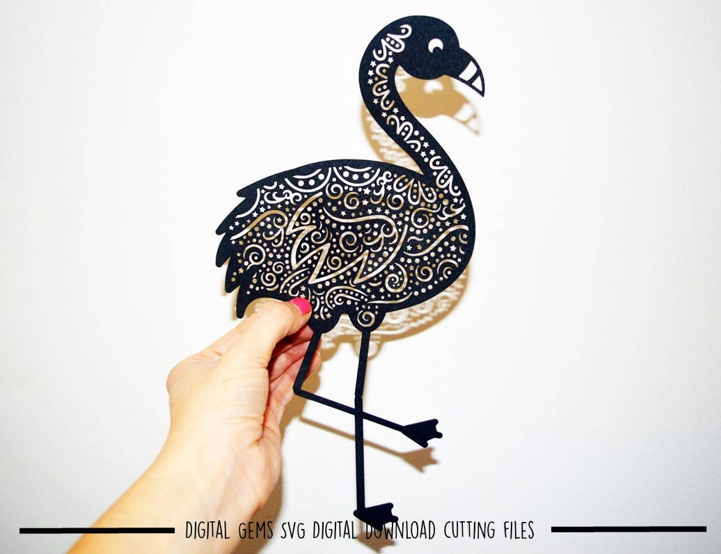 Flamingo paper cut design. svg / dxf / eps / png files and pdf | Etsy