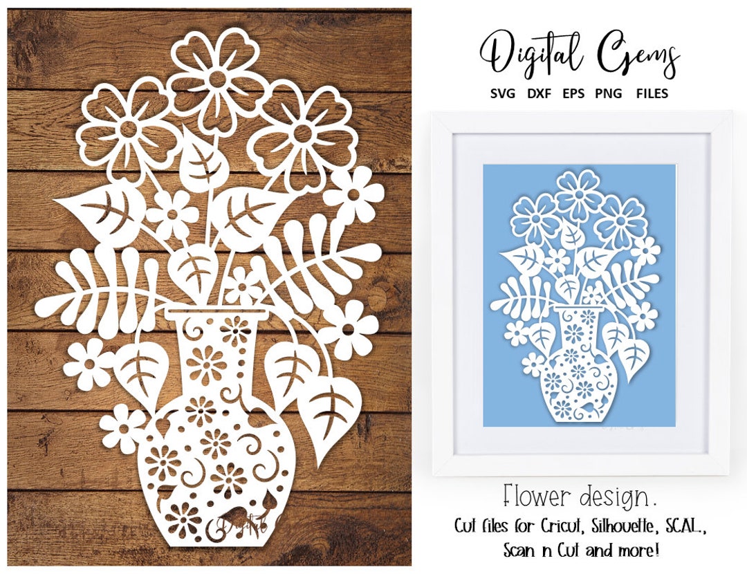 Flower Paper Cut Design. Svg / Dxf / Eps / Png Files and Pdf / Png ...