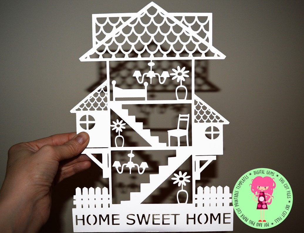 Home Sweet Home Paper Cut Svg / Dxf / Eps / Files and Pdf / | Etsy
