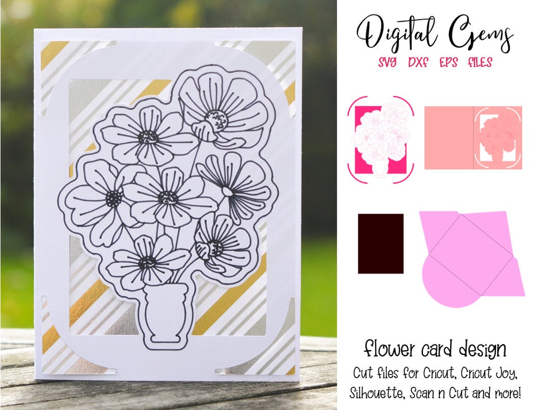Flower Card Design Svg / Dxf / Eps Files. Digital Download. Compatible ...