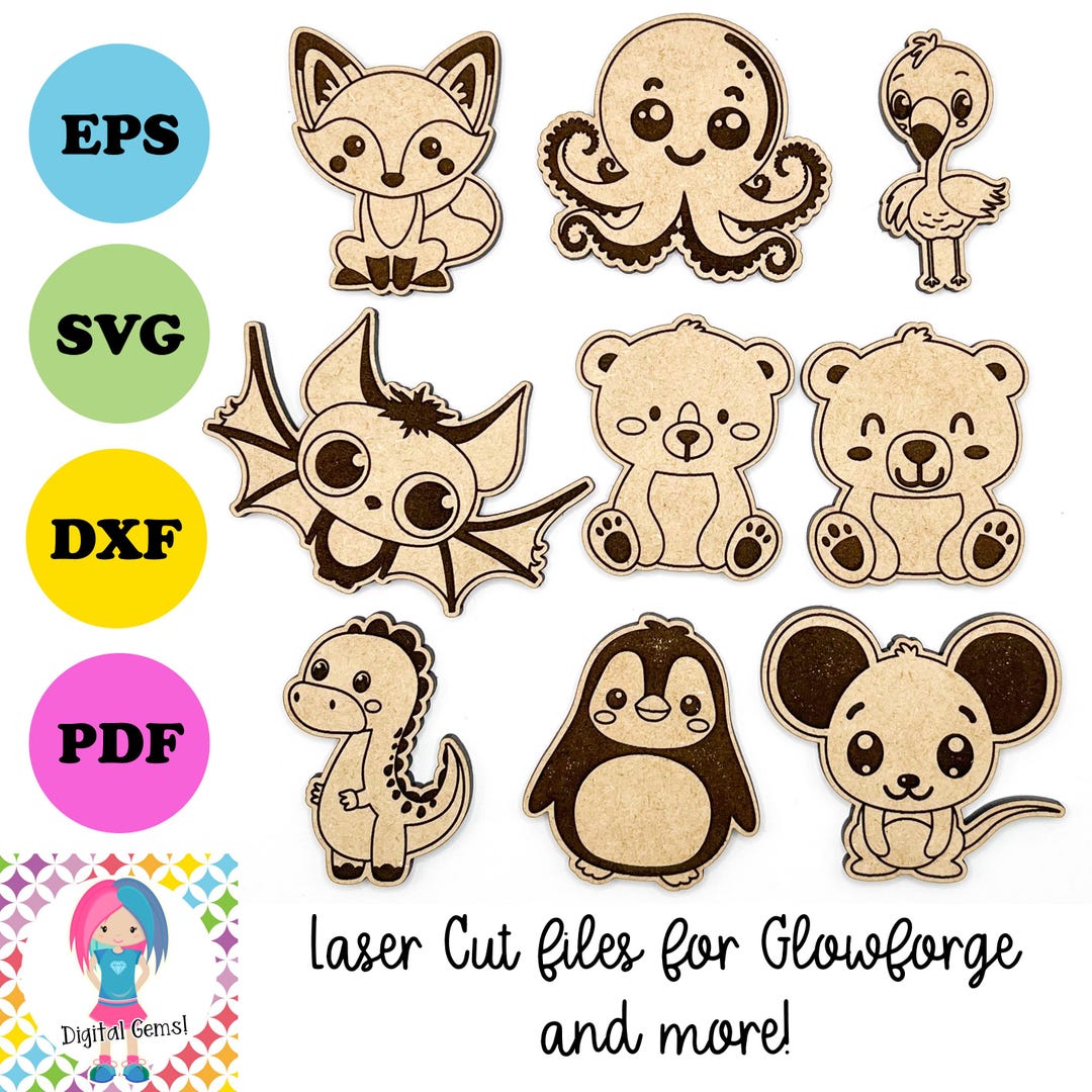 Cute Animal Laser Cut Designs - 9 Svg, Dxf, Eps, Png Files - Perfect ...