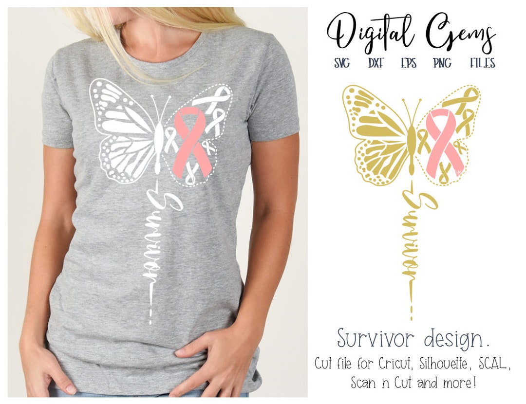 Breast Cancer Survivor Butterfly, Svg / Dxf / Eps / Png Files. Digital ...