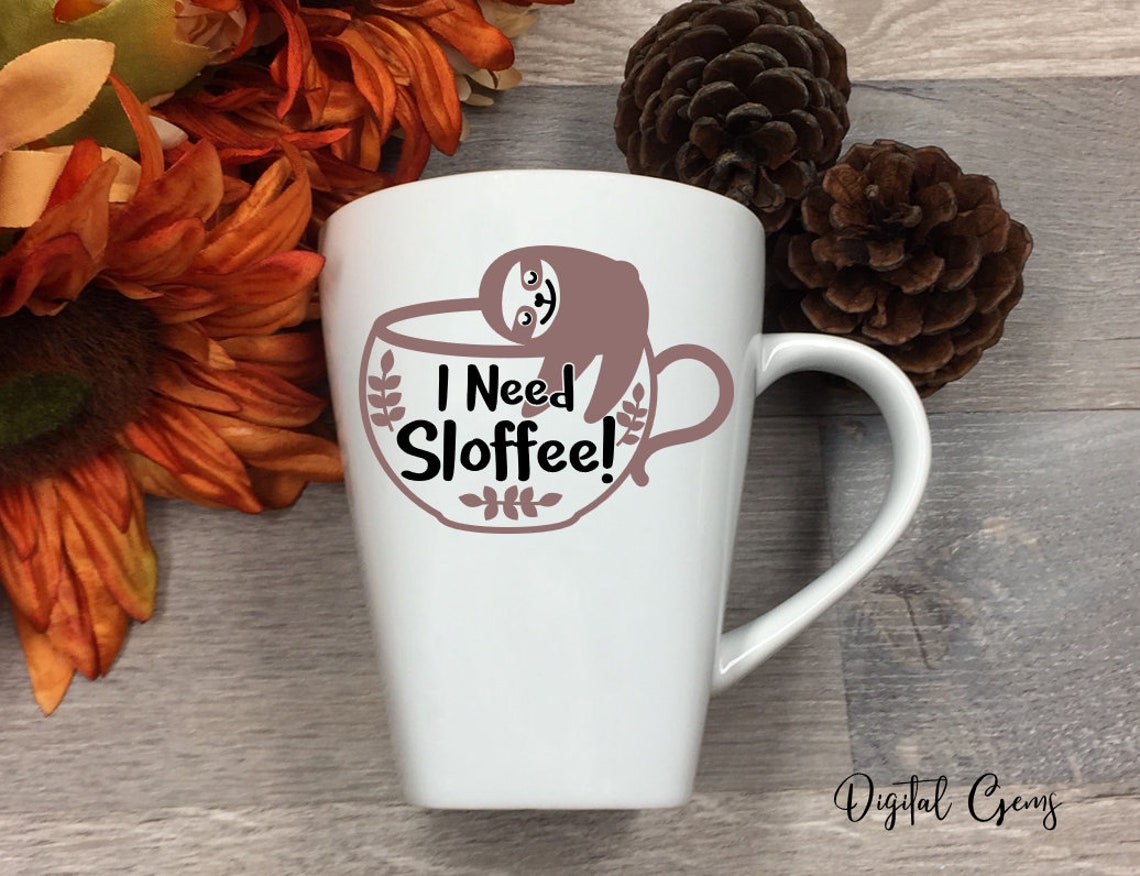 Sloth Sloffee Svg / Dxf / Eps / Png Files. Digital Download. - Etsy UK