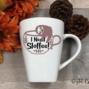 Sloth, Sloffee Svg / Dxf / Eps / Png Files. Digital Download. Works ...