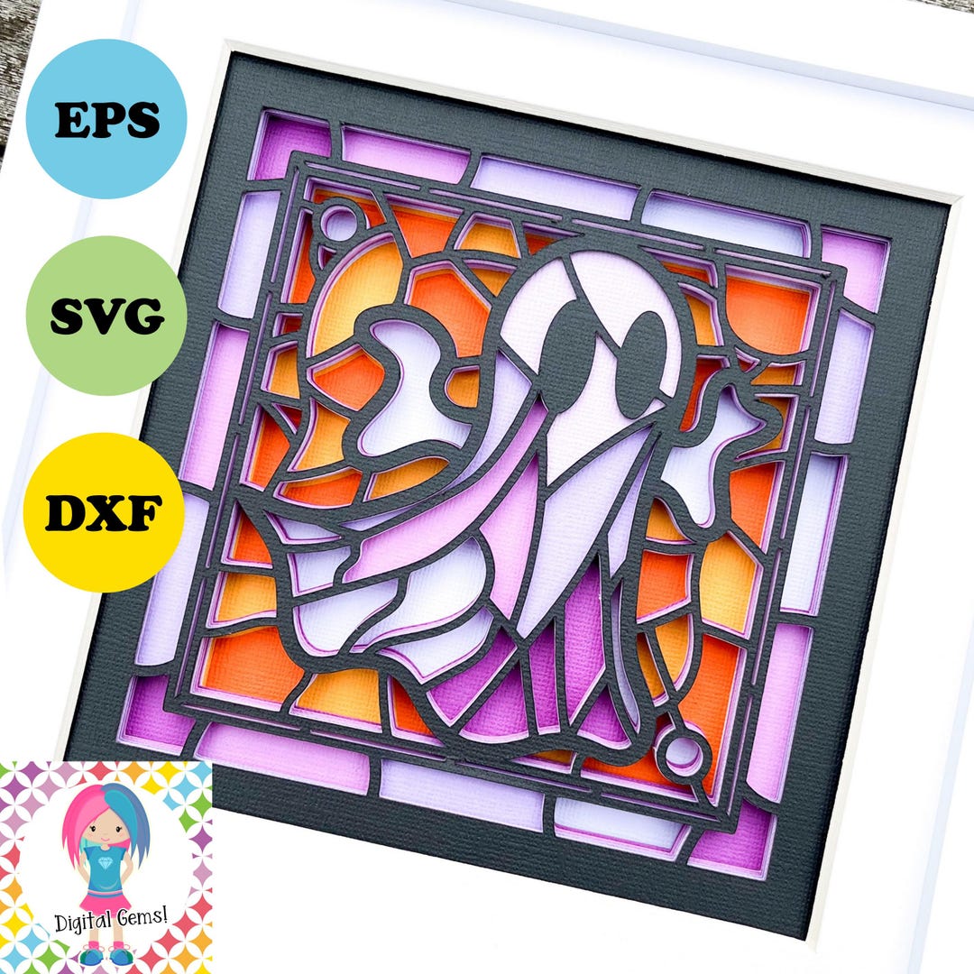 Ghost 3D Layered Paper Design, Shadowbox, Shadow Box Svg / Dxf / Eps ...