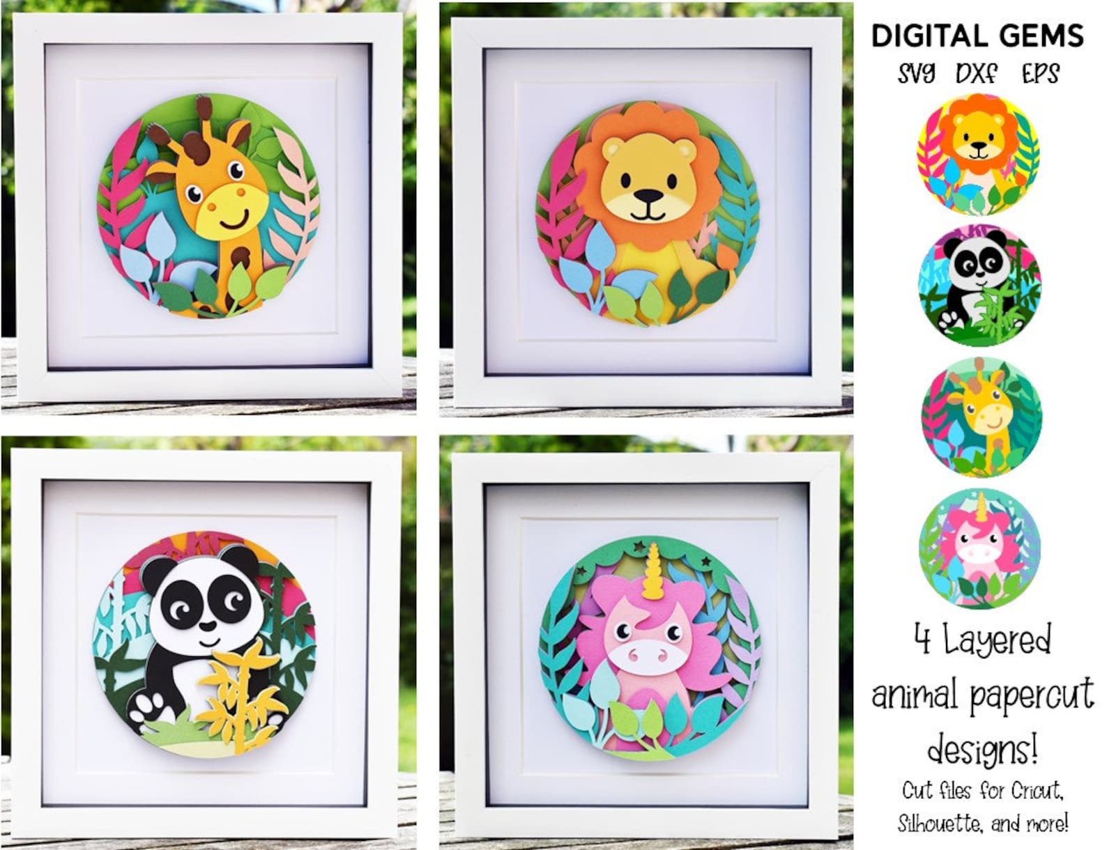 Animal Layered Paper Designs. Lion Unicorn Panda Giraffe - Etsy UK