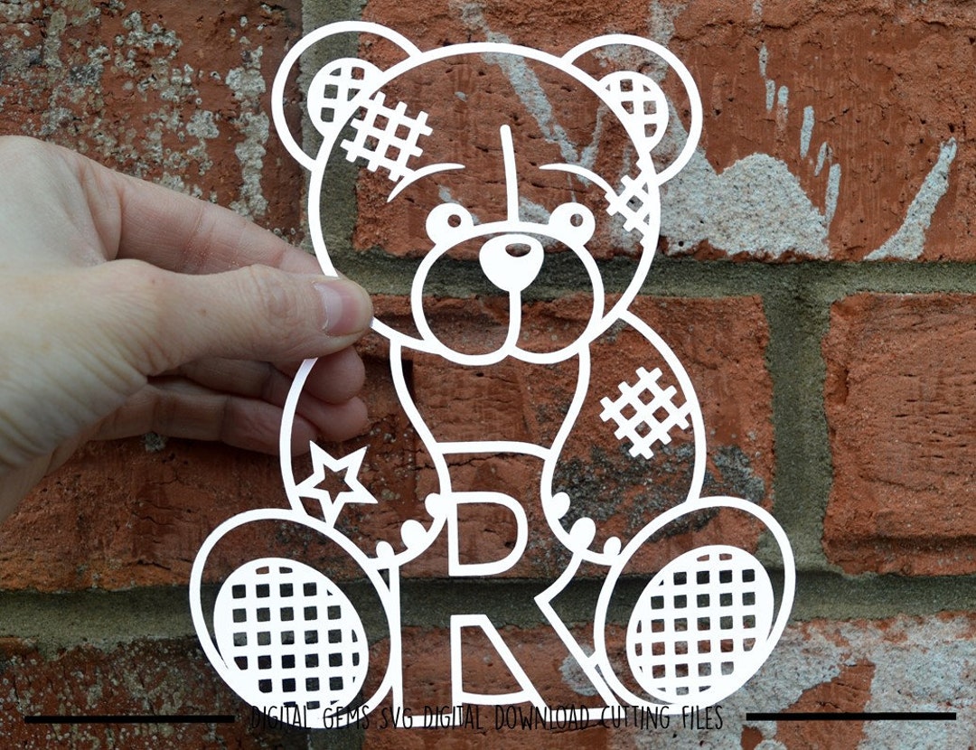 Teddy Bear Letter R Paper Cut Svg / Dxf / Eps / Files and Pdf / Png ...